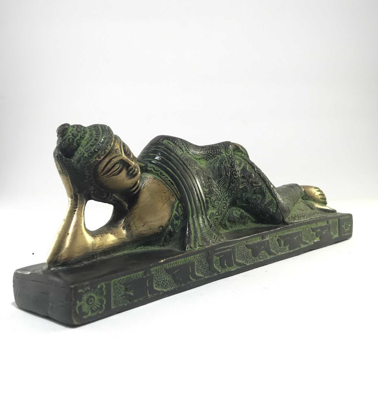 Statue of Nirvana Buddha Brass oxidized, final state of liberation and ...