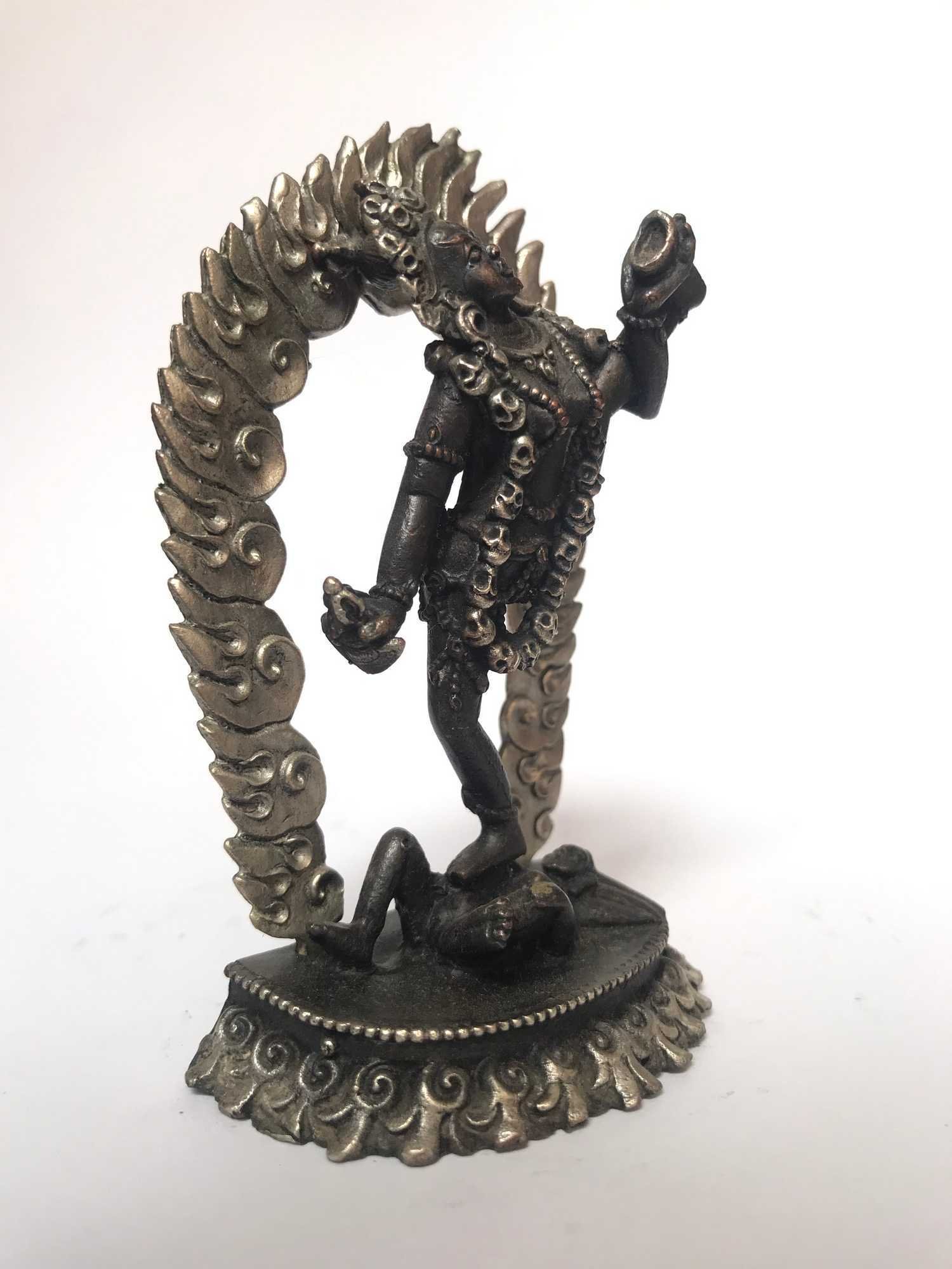 Tibetan Statue Of Akash Yogini, Vidyadhari, silver Plated Oxidized ...