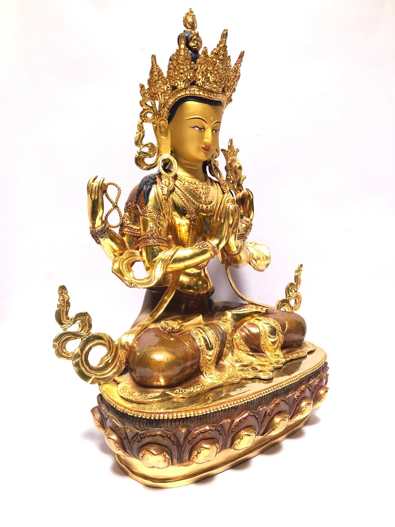 Monastery Quality Buddhist Statue Of Chenrezig Full Fire Gold Plated ...