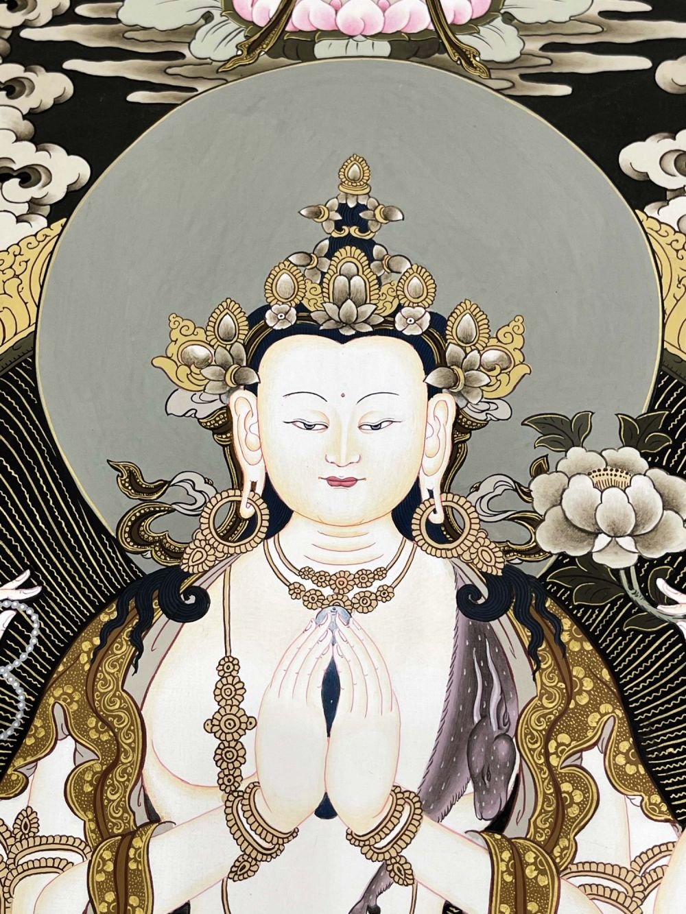 Thangka Painting Of Avalokiteshvara, Lamas Art, 24 Carat Gold, Modern ...
