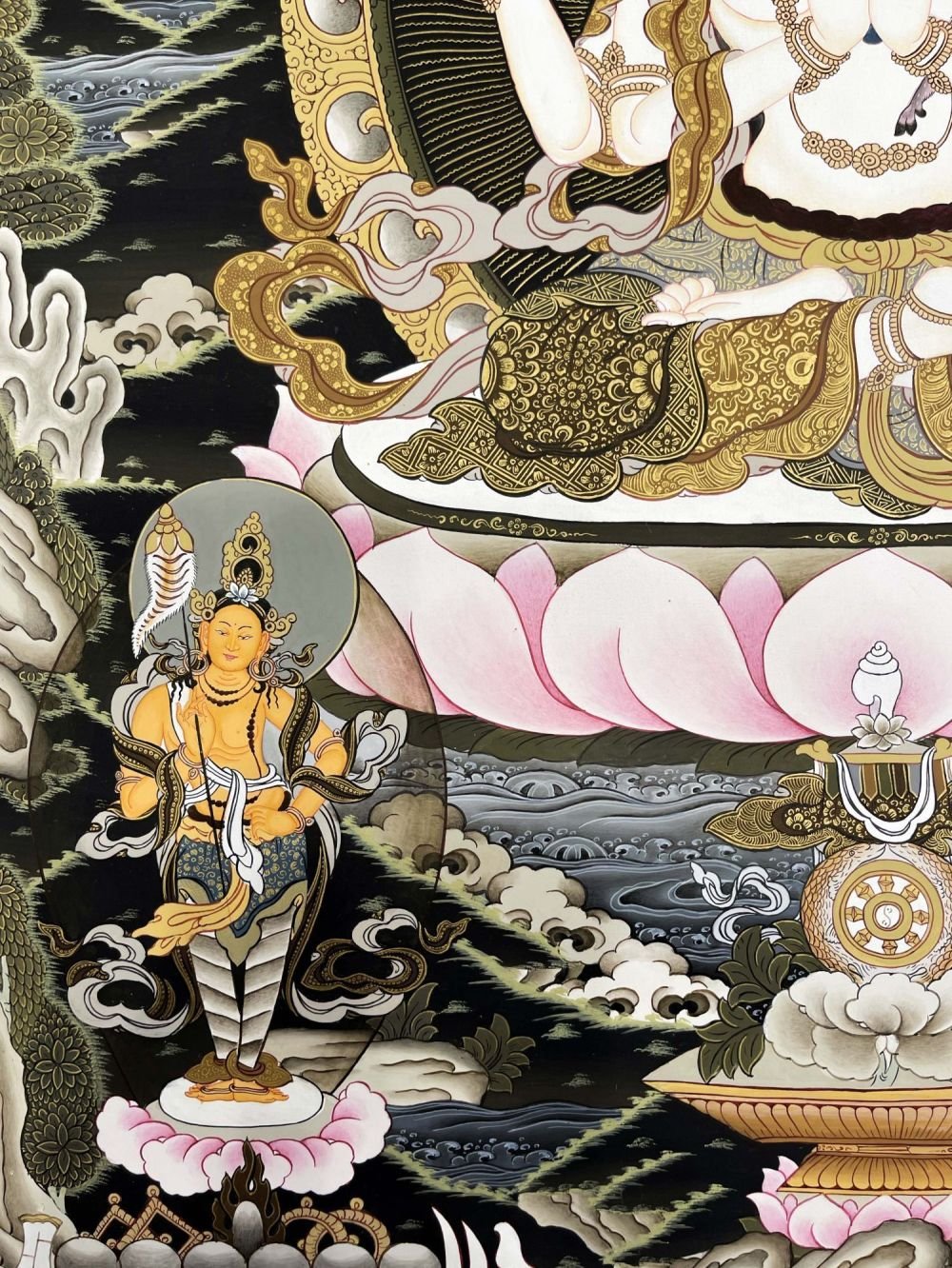 Thangka Painting Of Avalokiteshvara, Lamas Art, 24 Carat Gold, Modern ...