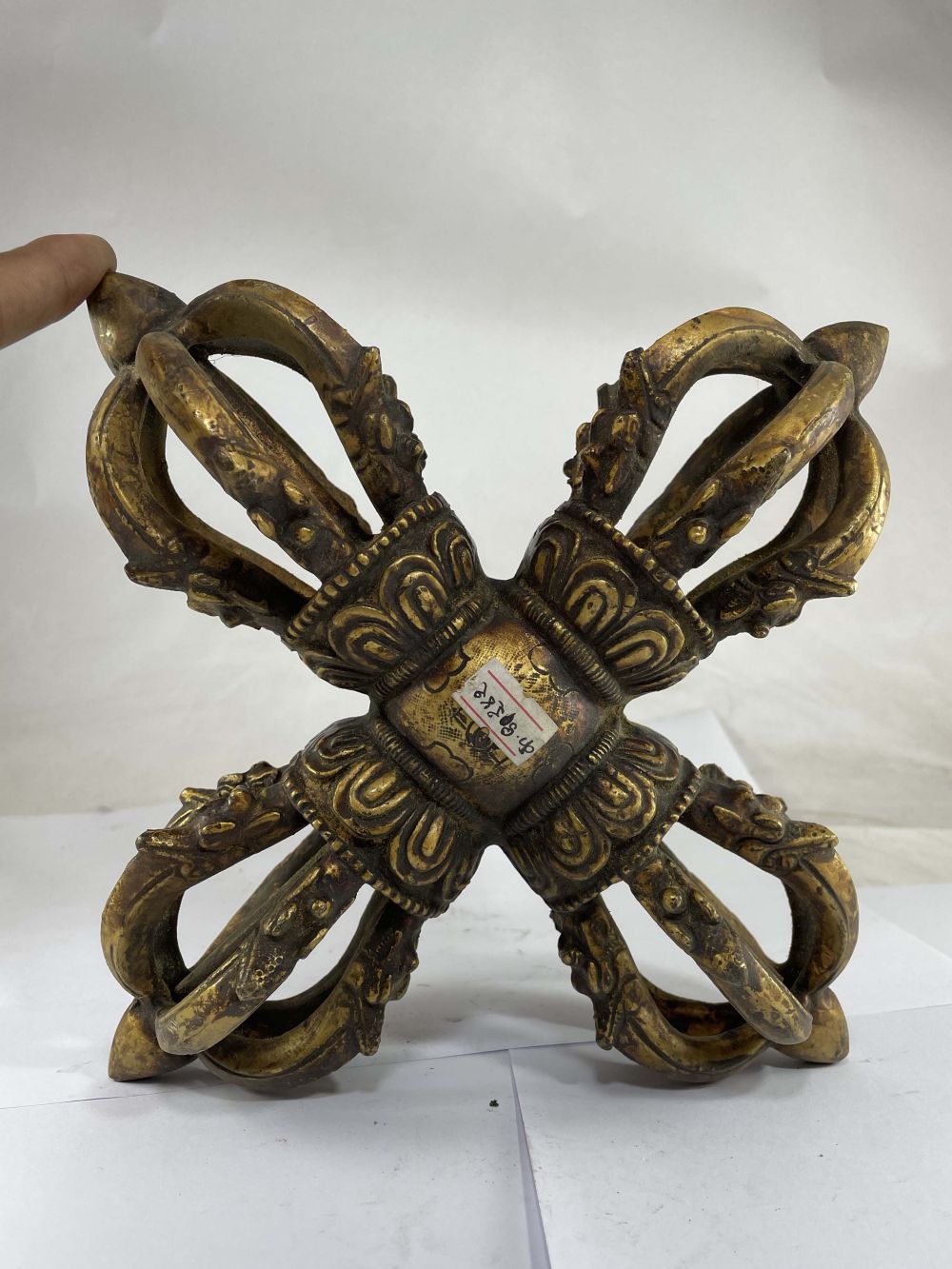 Five Point Double Dorje vishwa Vajra , copper Gold Plated , antique ... Five Point Double Dorje vishwa Vajra , copper Gold Plated , antique ...