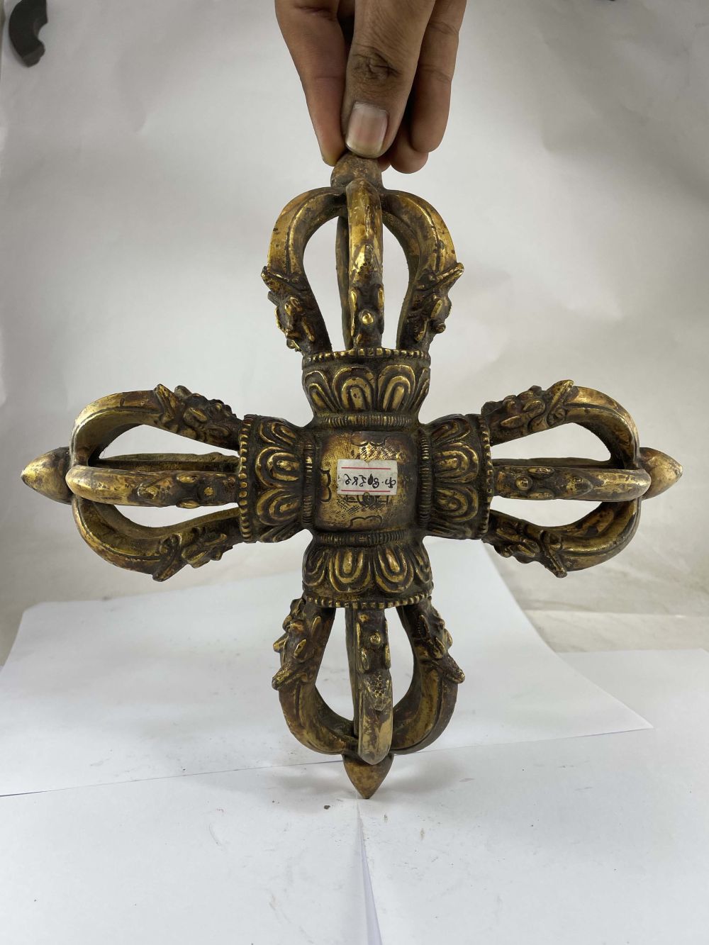 Five Point Double Dorje vishwa Vajra , copper Gold Plated , antique ... Five Point Double Dorje vishwa Vajra , copper Gold Plated , antique ...