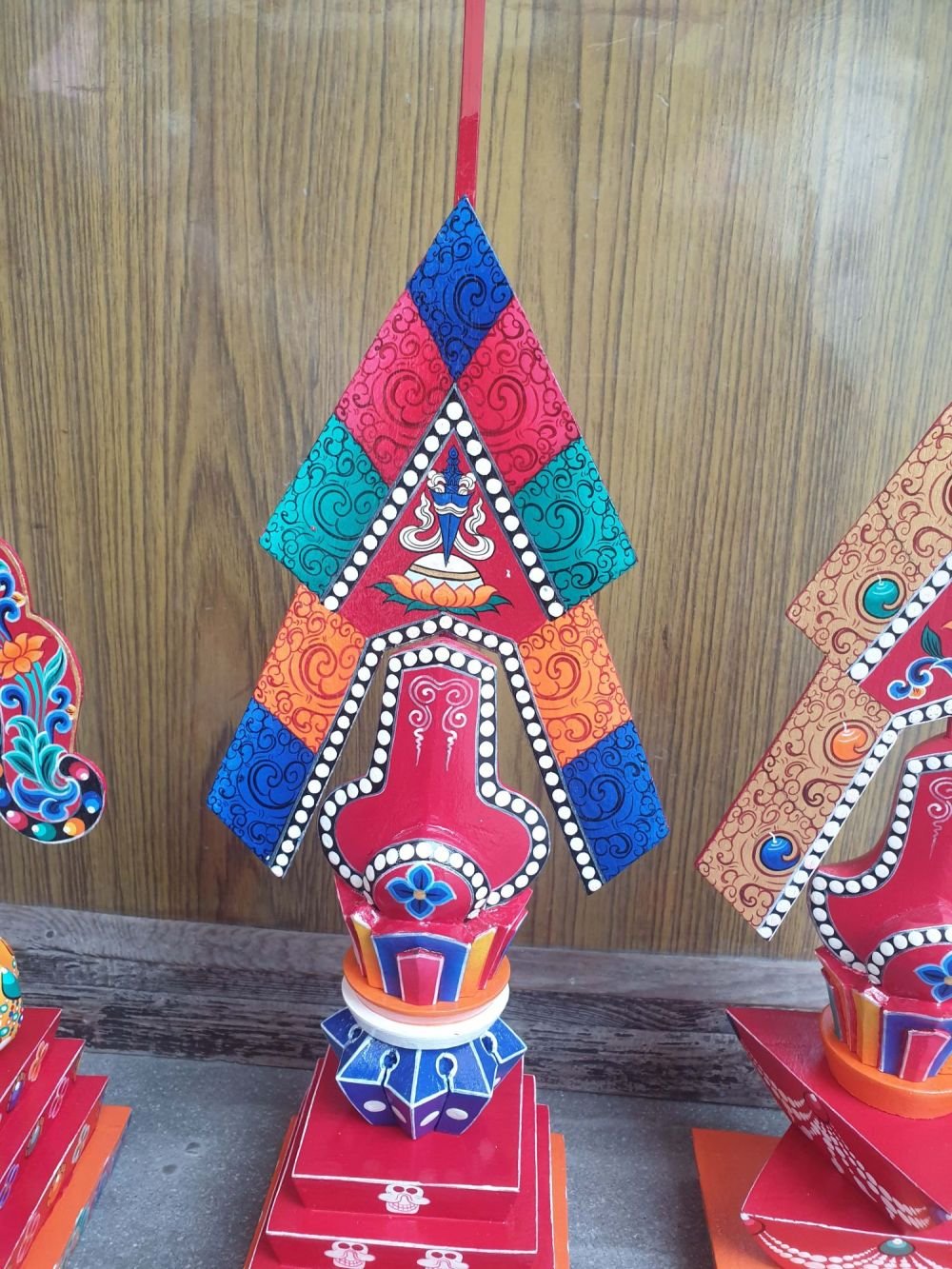 Buddhist Offering Item Of Wooden Painted Torma Set Of Bajra and Phurba ...