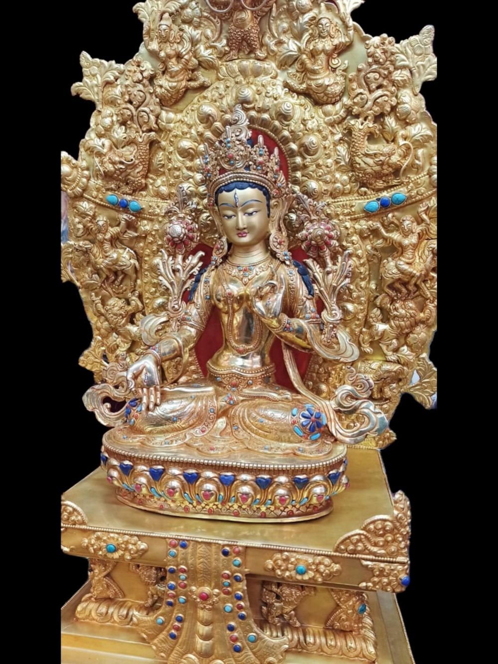 Buddhist Statue Of White Tara – Full Gold Plated Face Painted | Price ...
