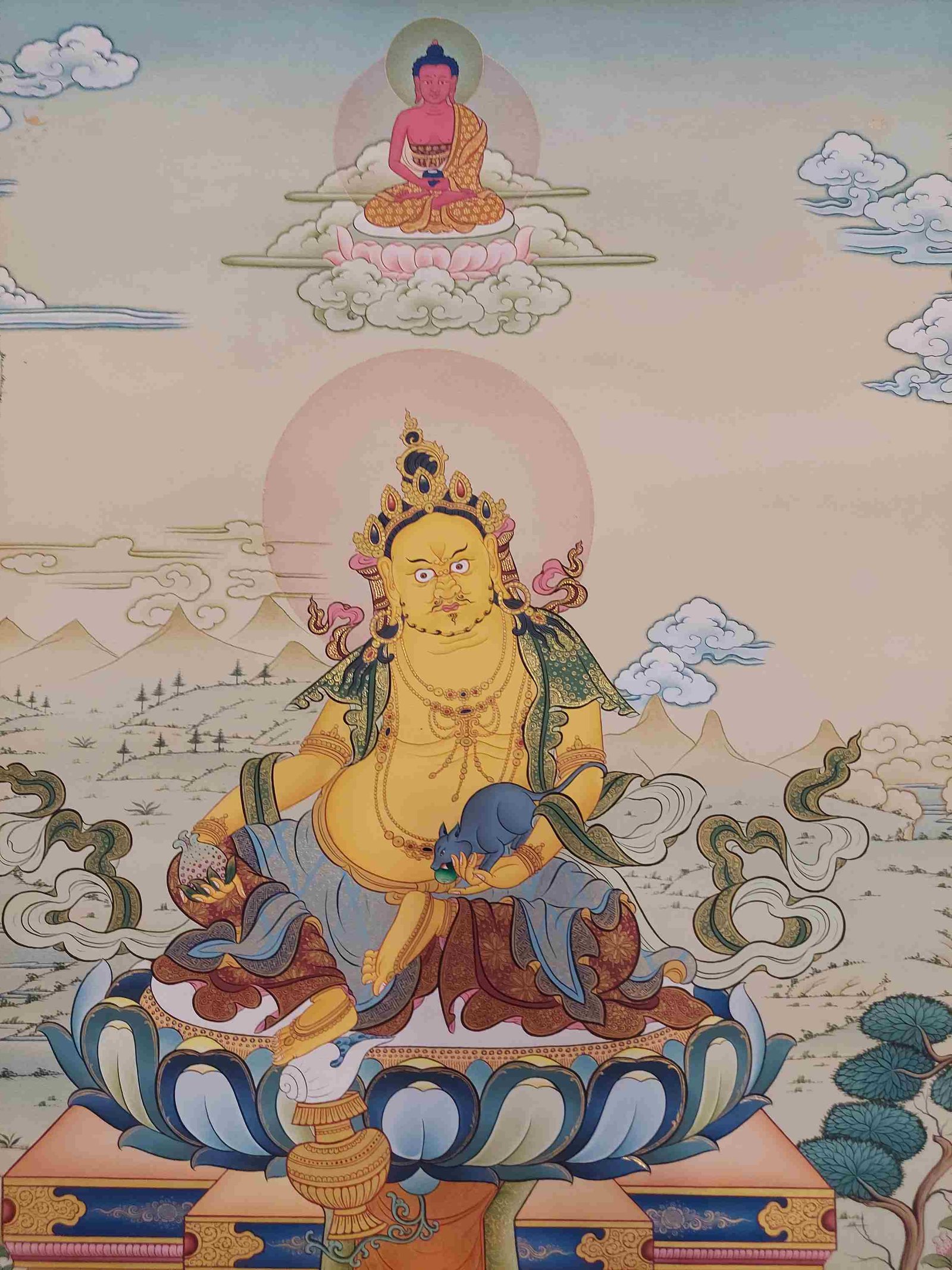 karma Gadri Art , Handmade Thangka Of Jambhala real Gold, Hand Painted ...