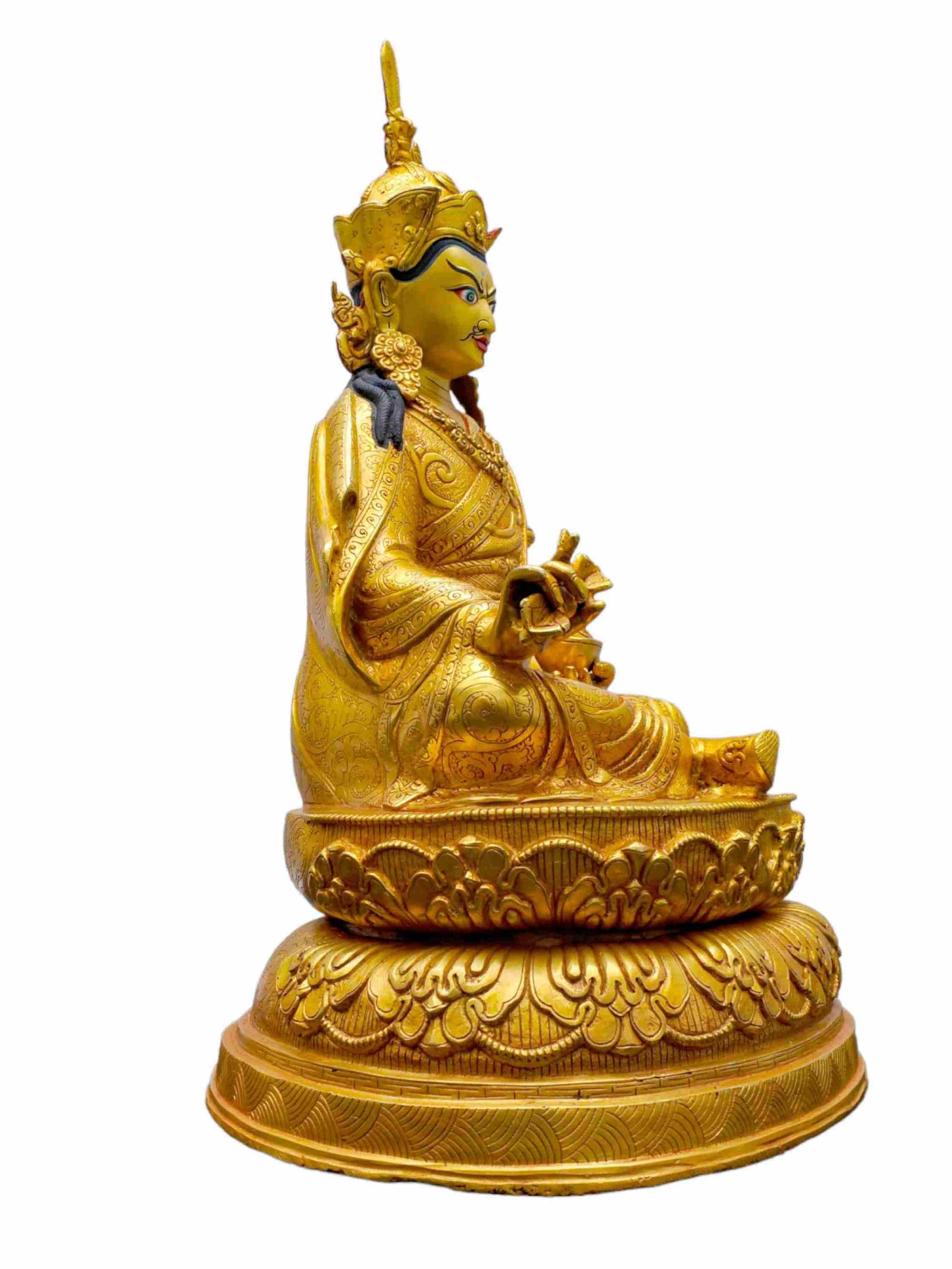Buddhist Statue Of Padmasambhava Guru Rinpoche . Finishing Gold Plated ...