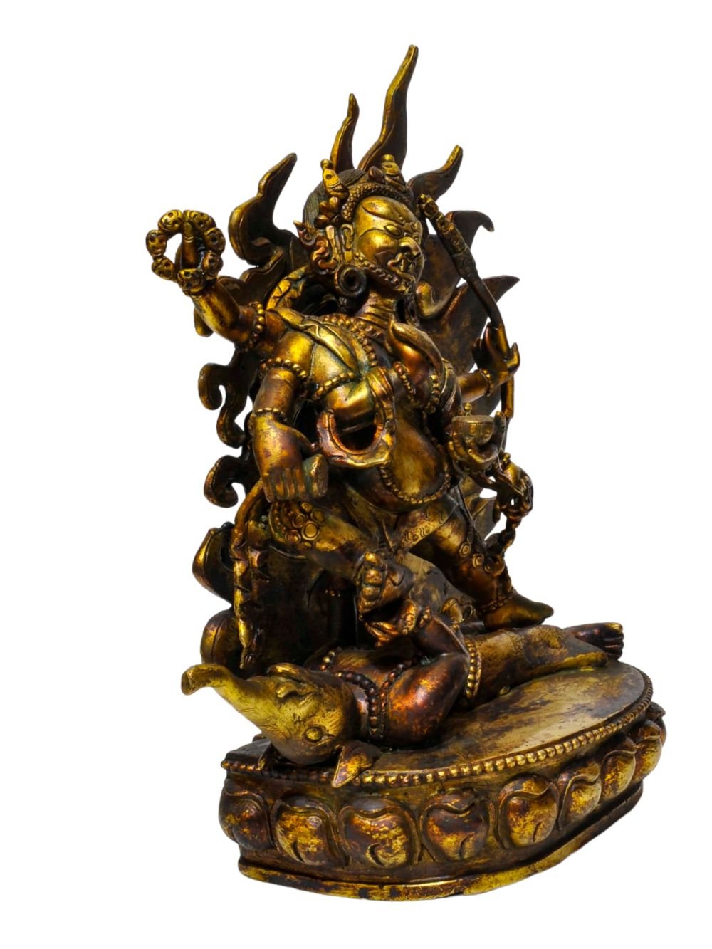 Buddhist Statue of Black Mahakala, full Gold Plated, antique Finishing ...
