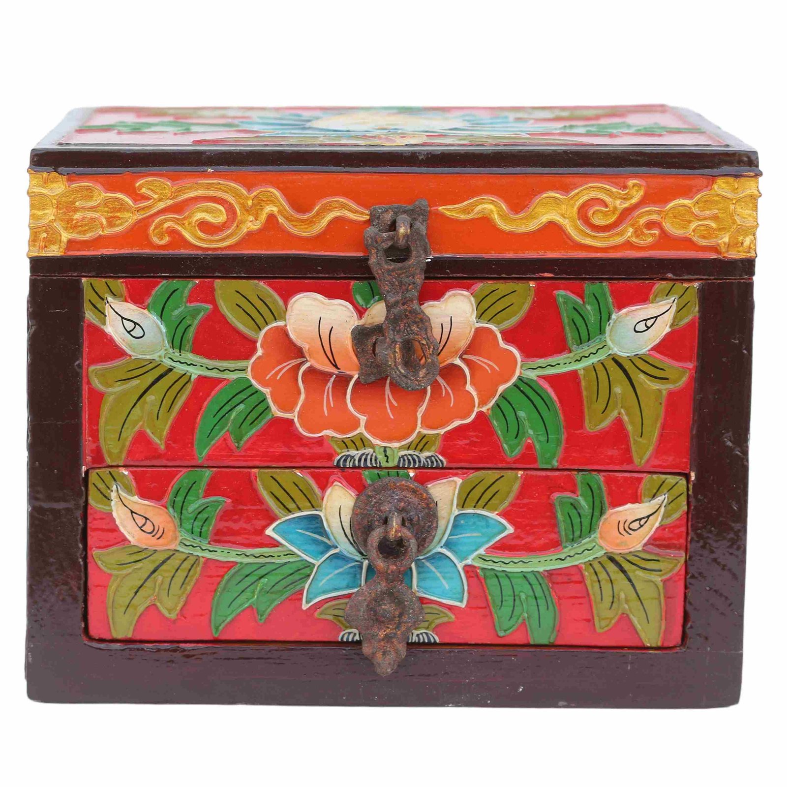Traditional Tibetan, Ritual jeweler and ritual item box, Painted – 12 × ...