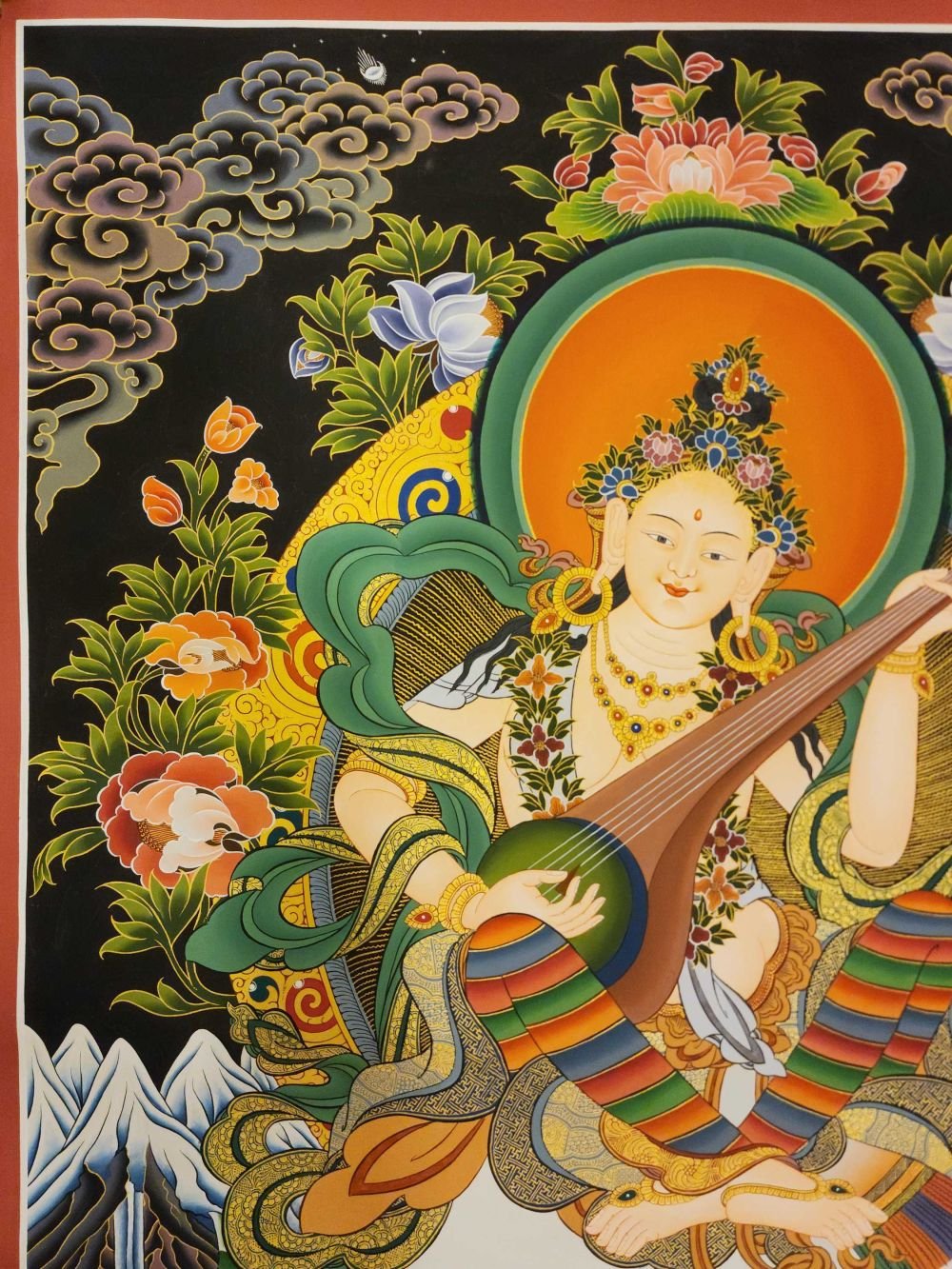 Saraswati Thangka, Buddhist Traditional Painting, With Sitatapatra And ...