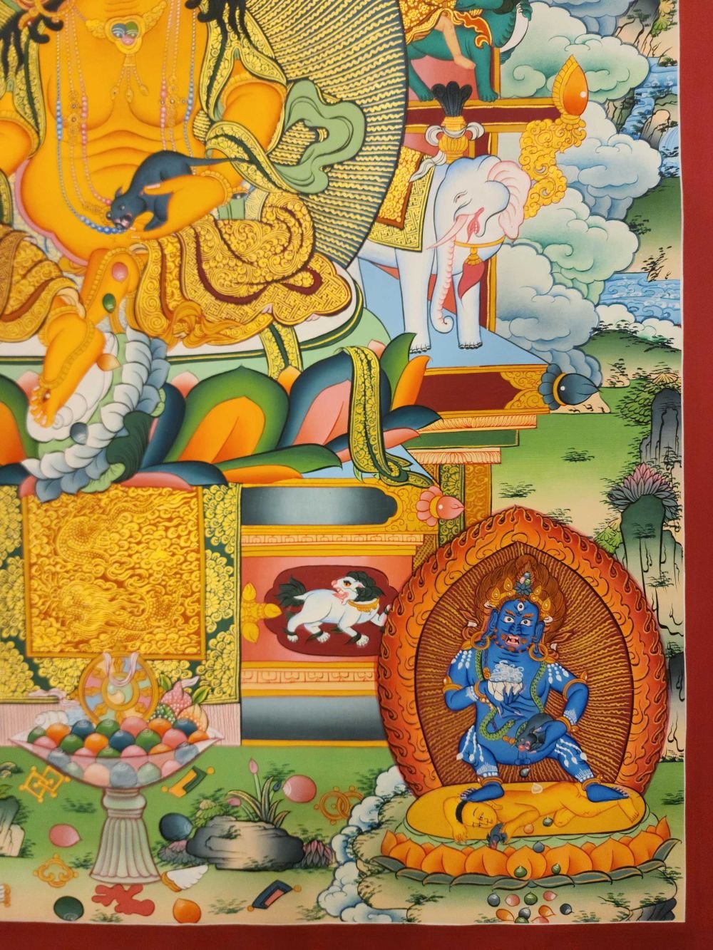 Pancha Kuber Jambhala Thangka, Buddhist Traditional painting, Real Gold ...