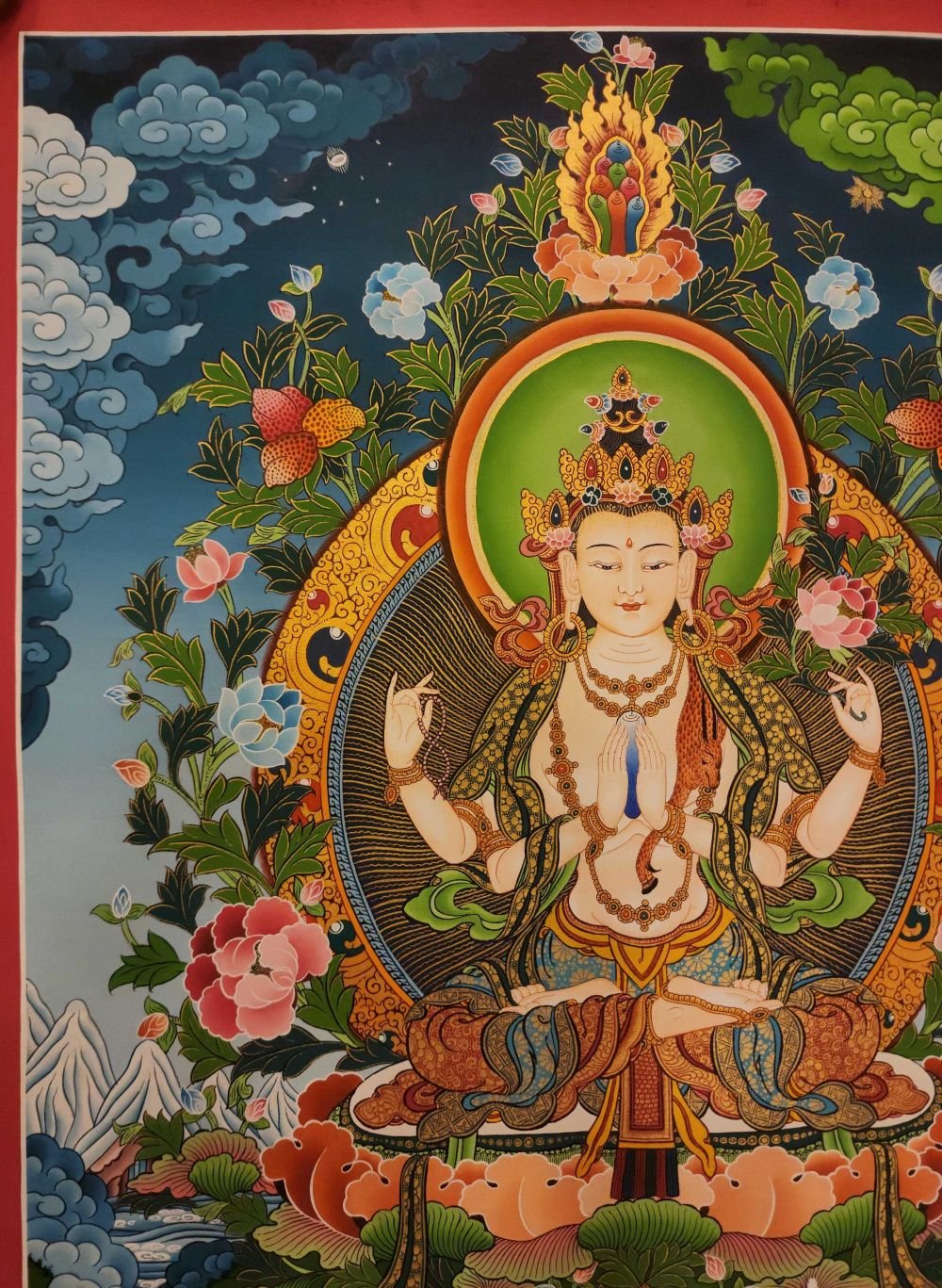 Chenrezig Thangka, Buddhist Traditional painting, Tibetan Style – 70 × ...