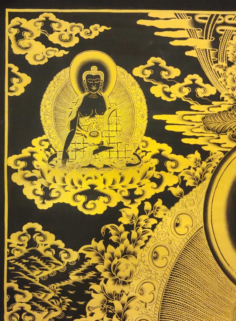 White Tara Thangka, black And Gold , Buddhist Traditional Hand Painting ...