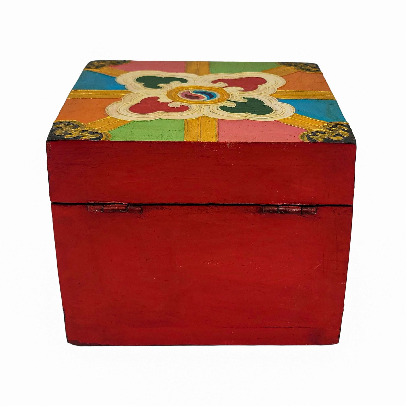 Tibetan Ritual Wooden Box With Flower, painted , Red | Price: US$20 ...