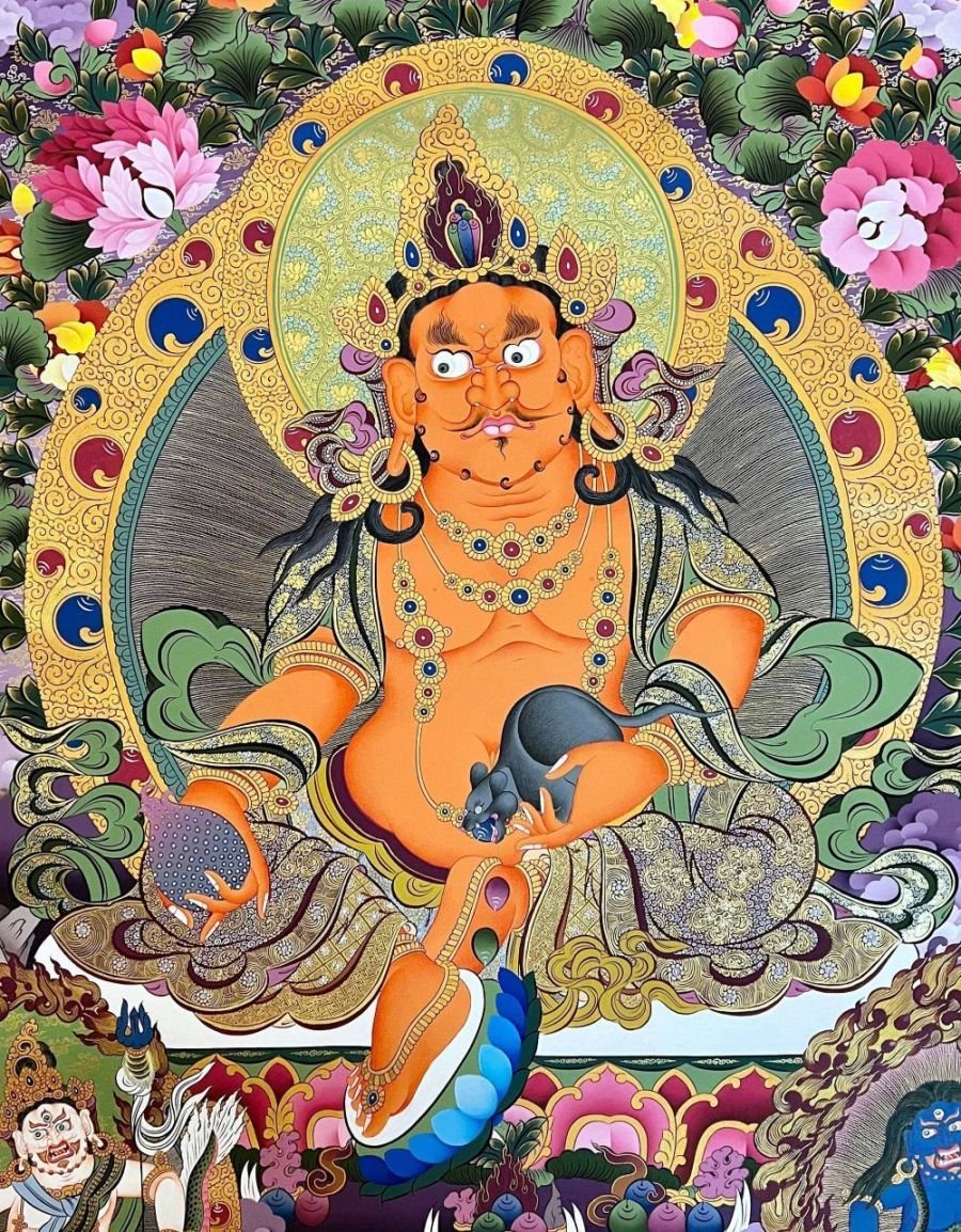 Five Jambhala Jambhala Thangka, Tibetan Buddhist Art, Hand Painted ...