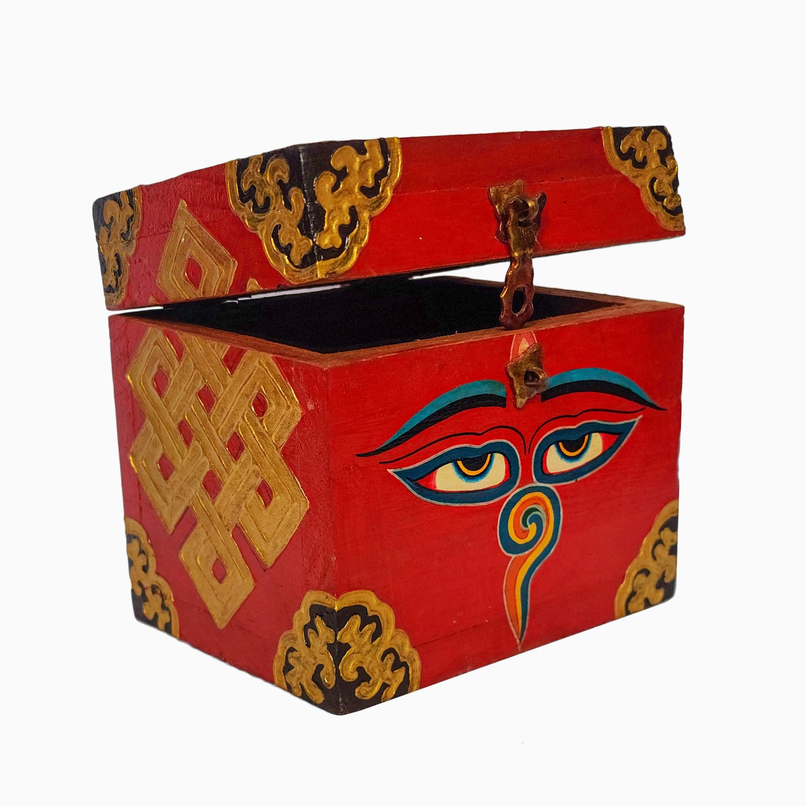 Tibetan Ritual Wooden Box Carved And Painted 12 By 13 Cm Made By Tibetan Ritual Wooden Box Carved And Painted 12 By 13 Cm Made By