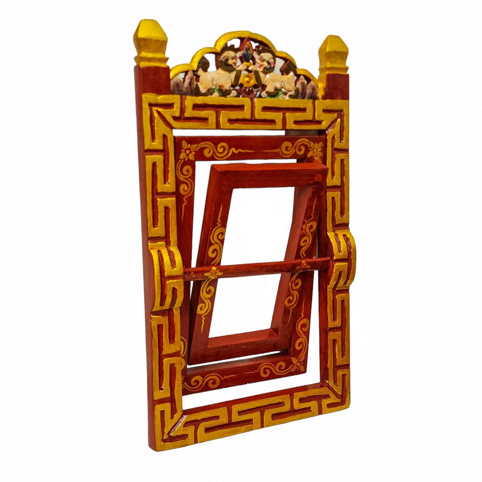 Tibetan Ritual Wooden Book Shelf, Traditional color Painted – 4 × 28 cm ...
