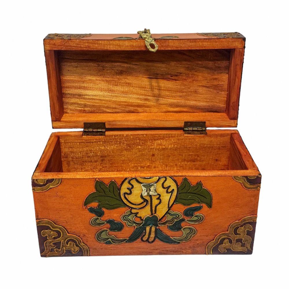 Tibetan Ritual Wooden Box, Traditional color Painted, Wooden Tibetan ...