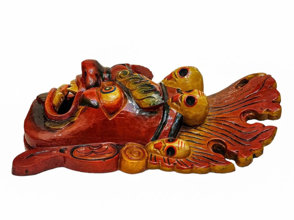 Fire Bhairava, Handmade Wooden Mask, Wall hanging, Painted, Poplar Wood ...