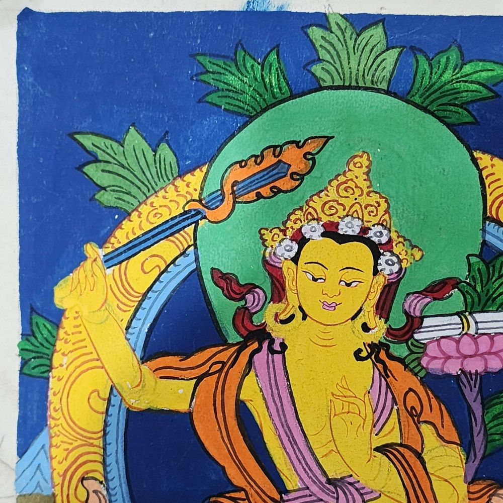 Manjushri, Buddhist Traditional Painting, Hand Painted, Wisdom Buddha ...