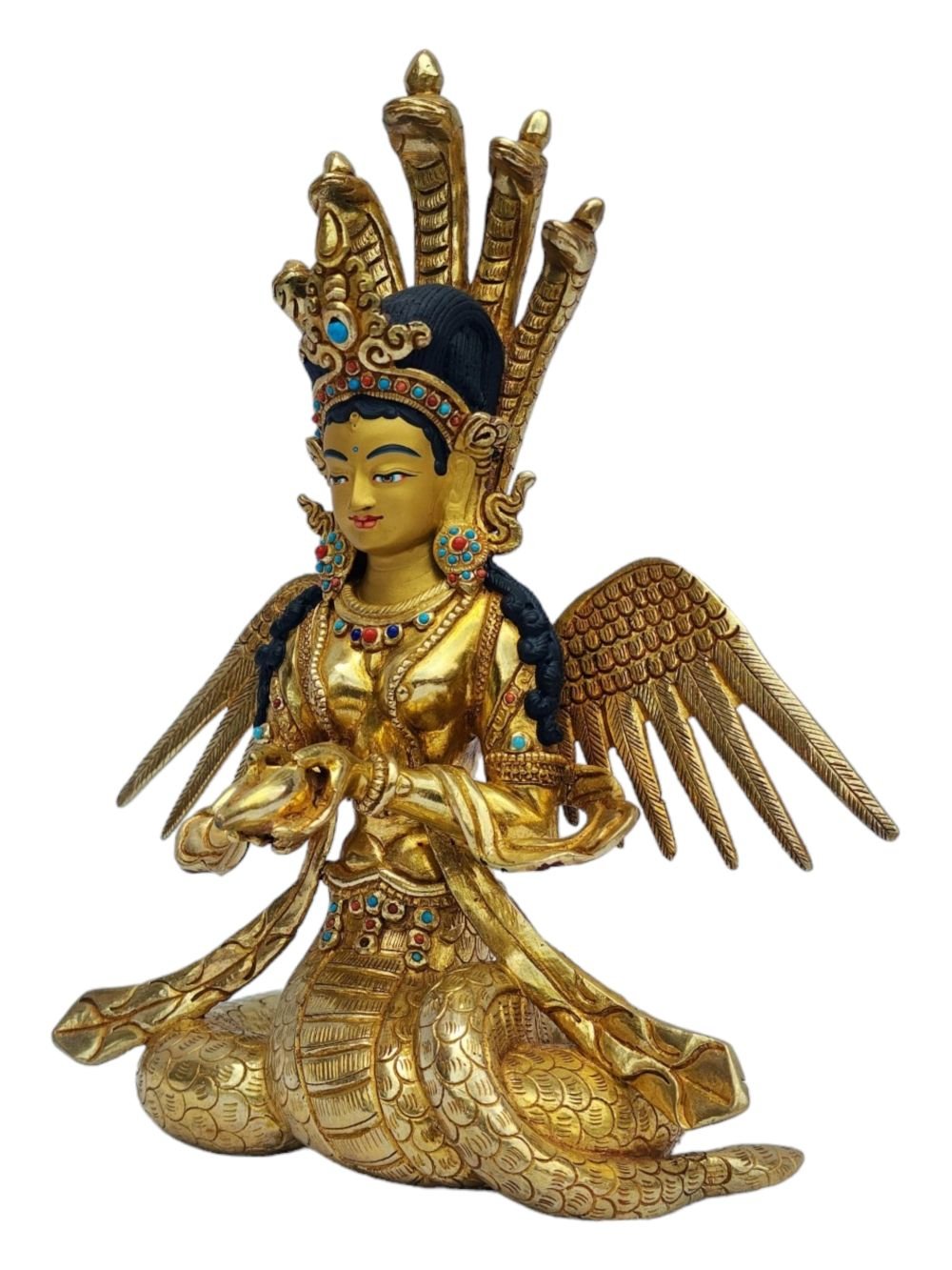 naga Kanya , Buddhist Handmade Statue, full Gold Plated , painted Face ...