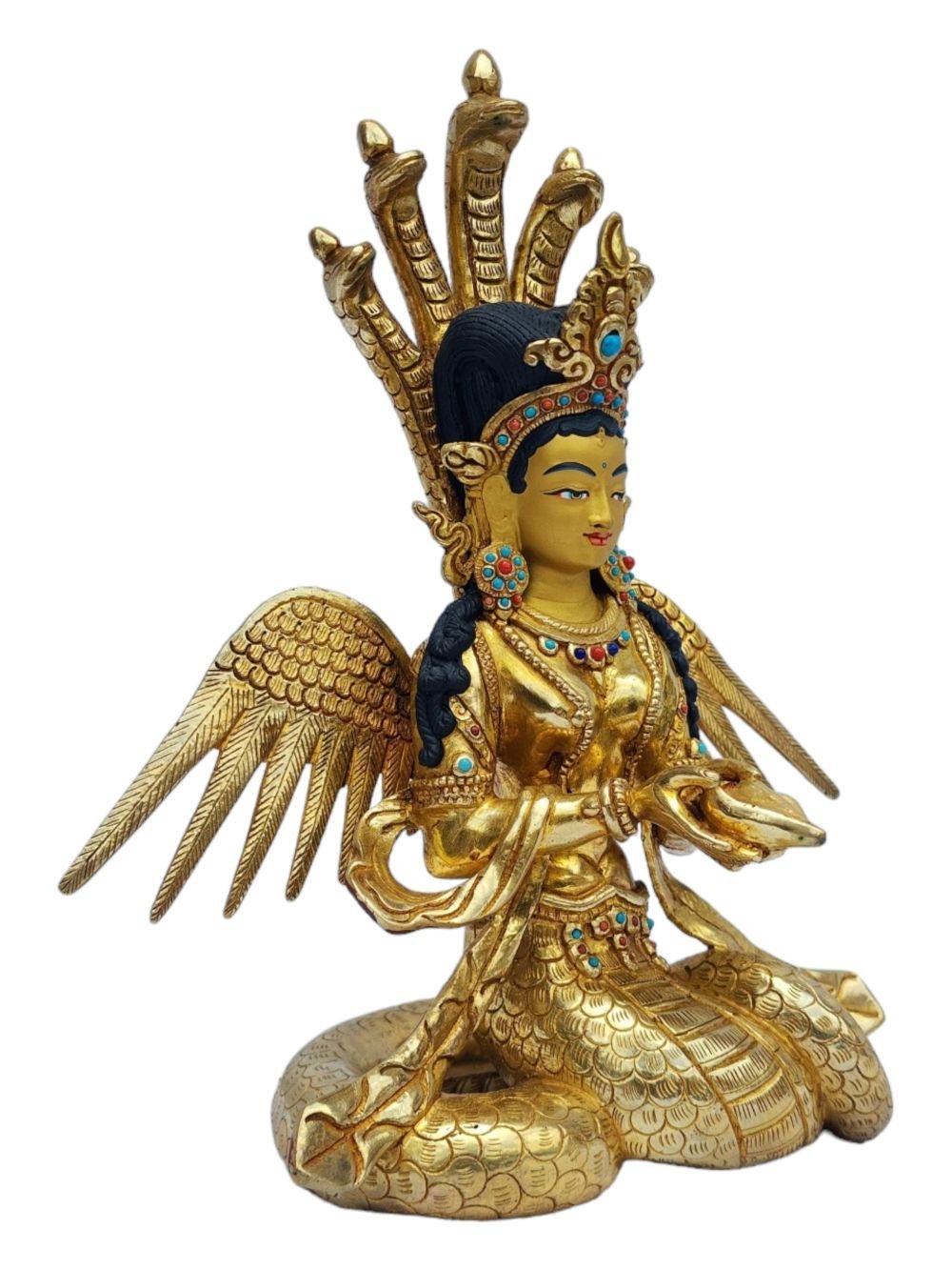 naga Kanya , Buddhist Handmade Statue, full Gold Plated , painted Face ...