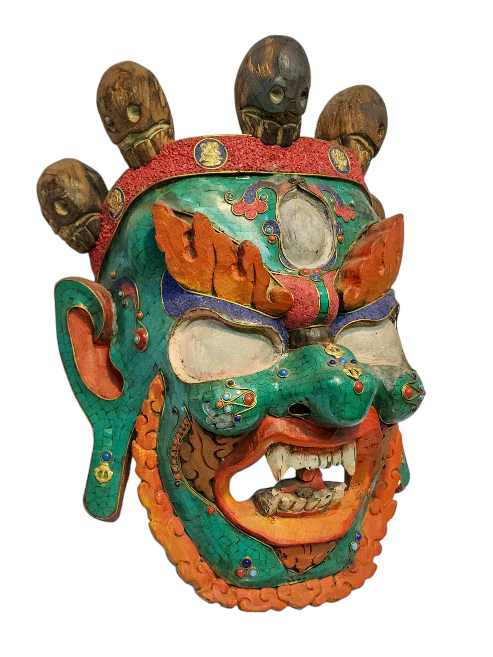 Bhairav, Handmade Wooden Mask, Wall hanging, Painted, Poplar Wood ...