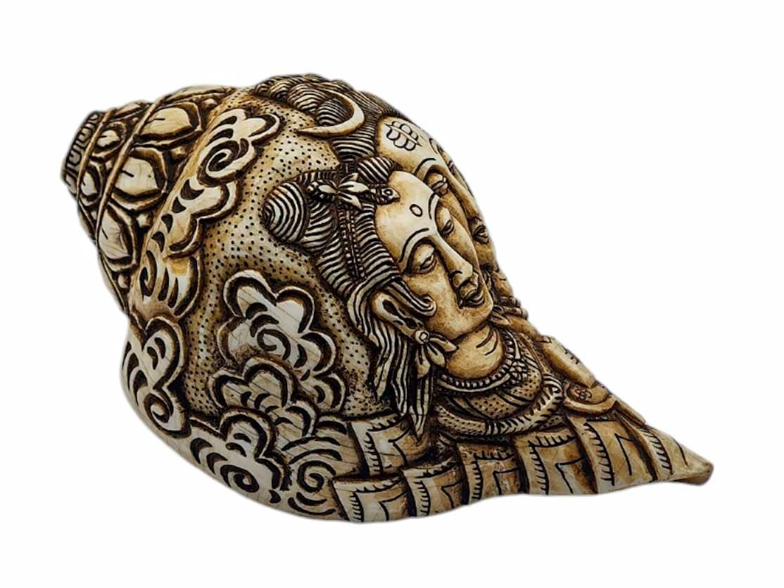Conch Shell With Shiva And Parvati Hand Carved – 10 × 12 cm | Conch ...