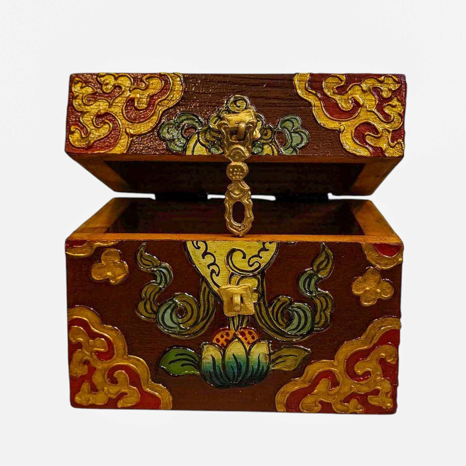 Buddhist Wooden Box, Tibetan Style With Traditional Colors | Price: US ...