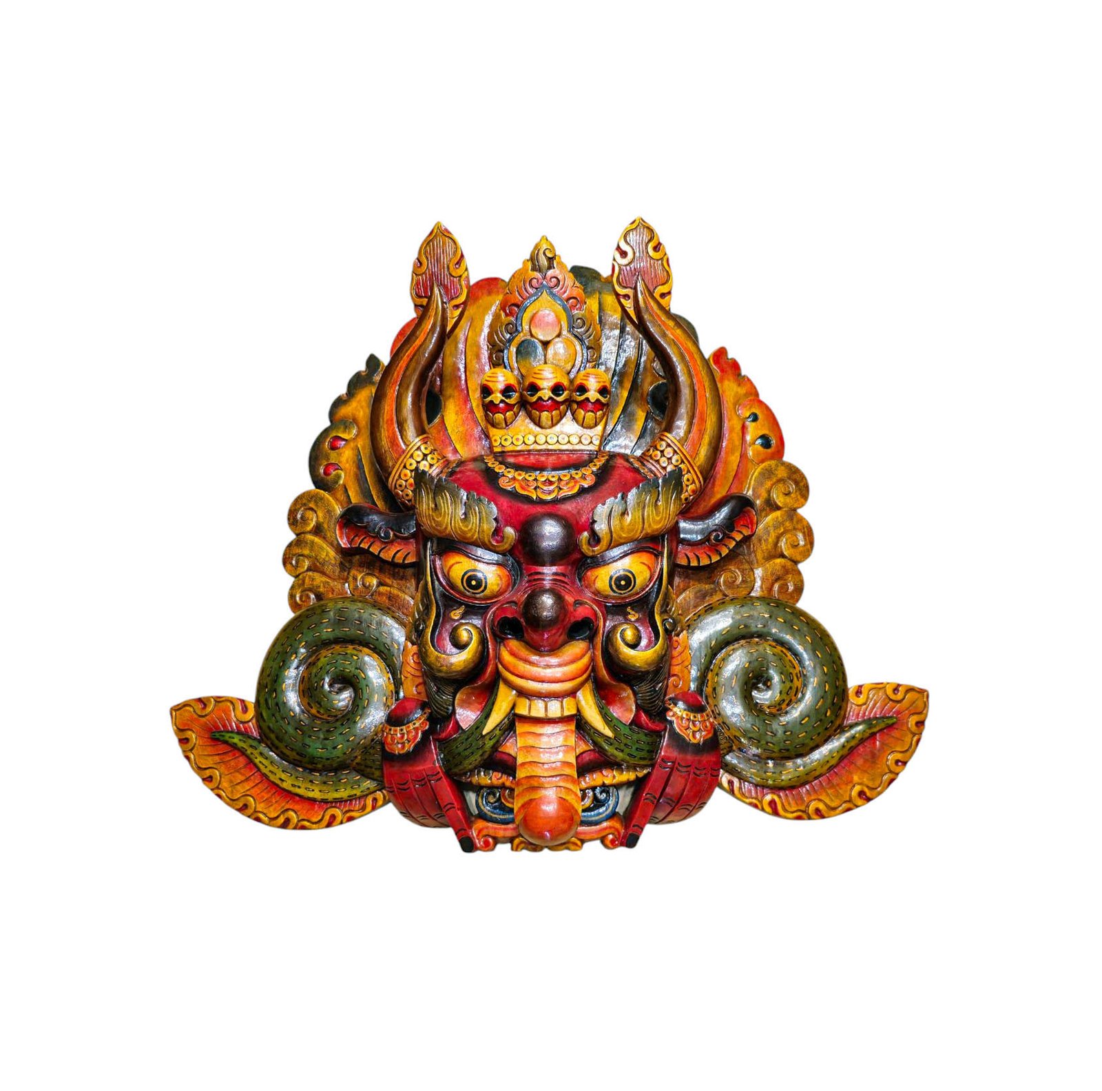 cheppu , Buddhist Handmade Wooden Mask, Wall Hanging, thangka Color ...